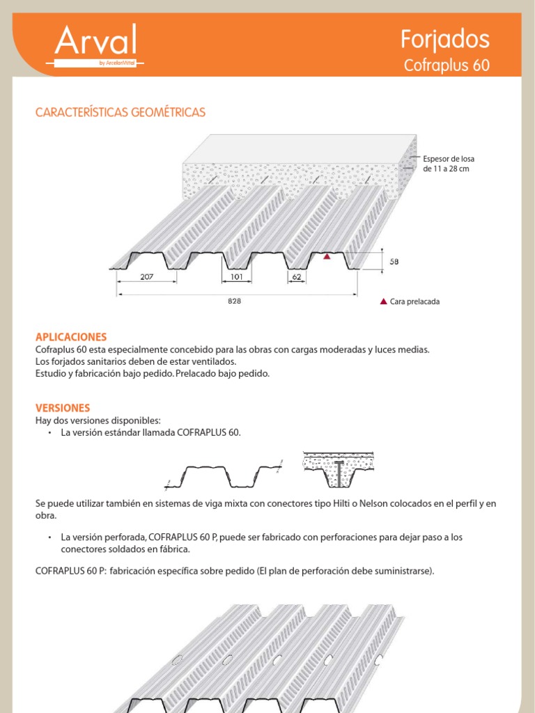 Forjados Cofraplus 60: Especificaciones Técnicas | PDF | Diseño ...