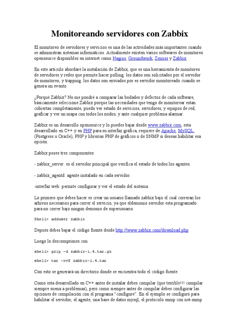 Zabbix | PDF | Mi sql | Servidor (Computación)