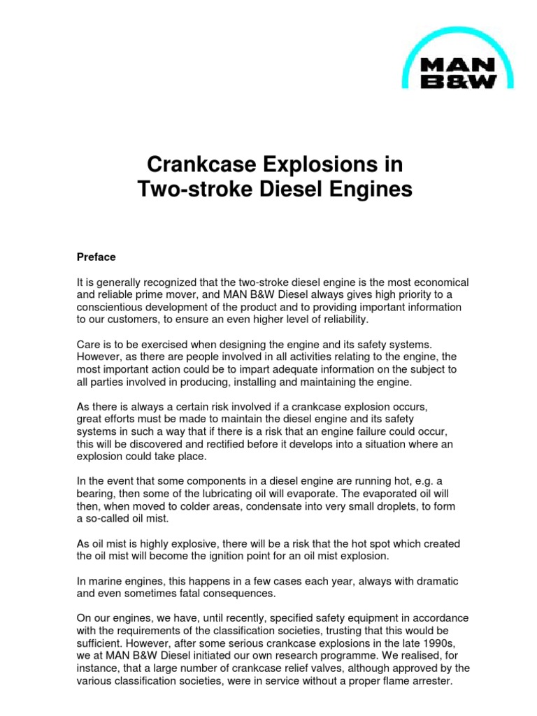 Crankcase Explosion Risks in Diesel Engines | PDF | Diesel Engine ...