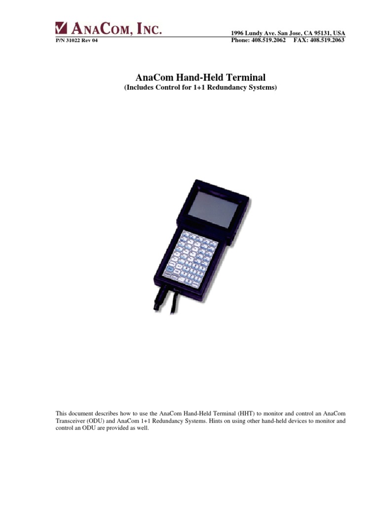 AnaCom Hand-Held Terminal | Download Free PDF | Computer Terminal ...