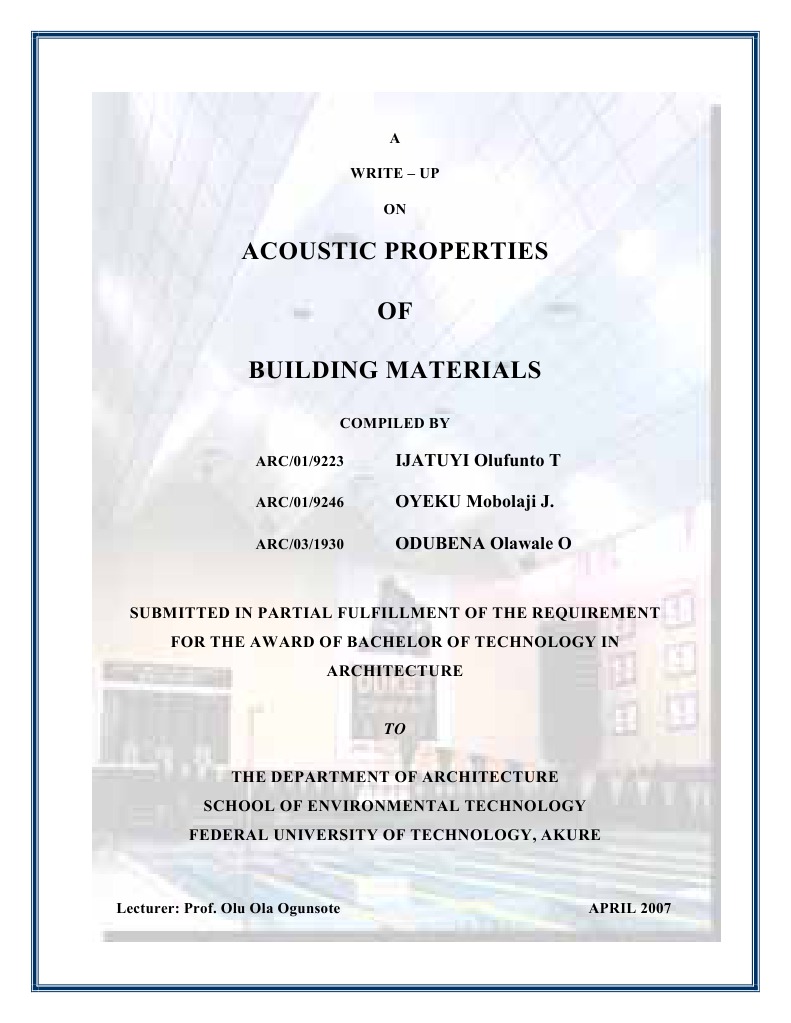 Acoustic Properties of Building Materials | PDF | Wall | Acoustics