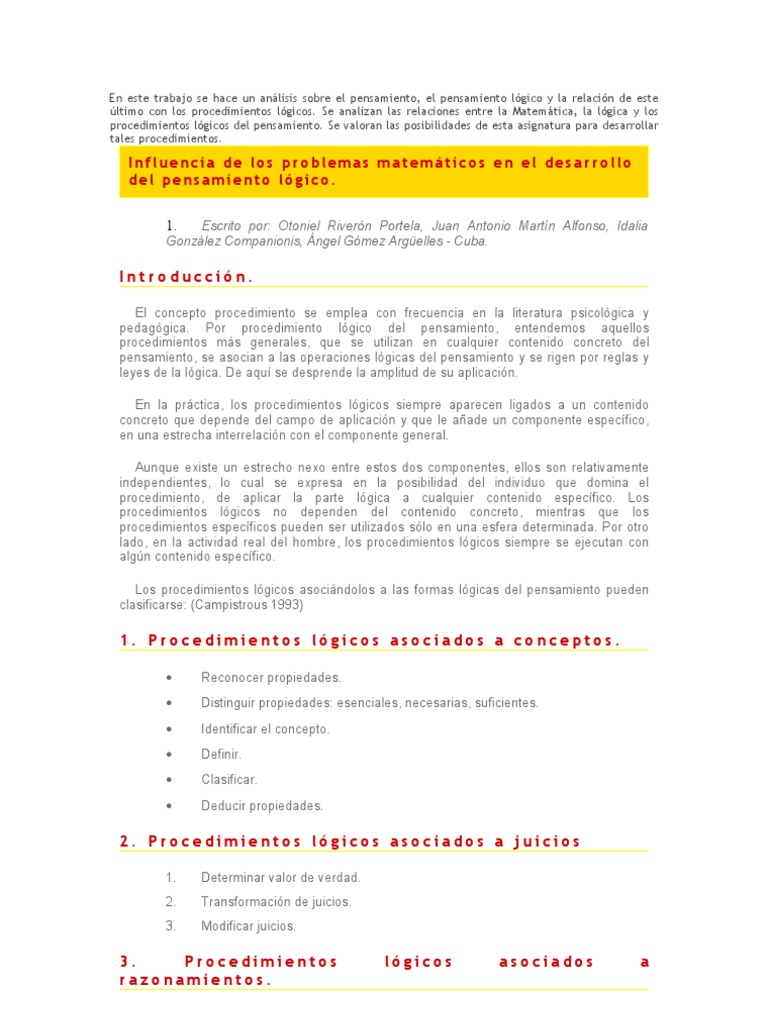 Pensamiento Logico | PDF | Lógica | Conocimiento