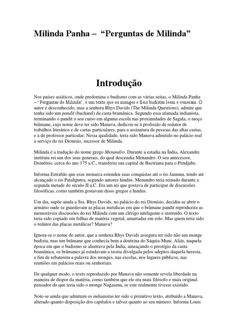 Milinda Panha | PDF | Gautama Buddha | Mahayana