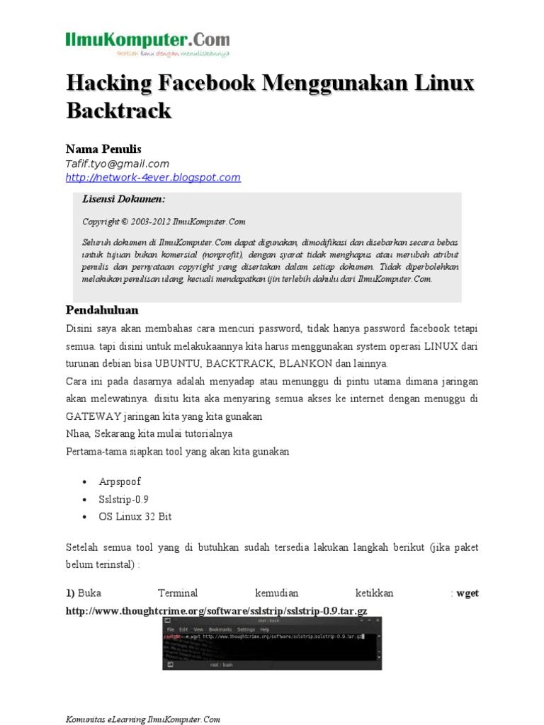 Hacking Facebook Menggunakan Linux BackTrack | PDF
