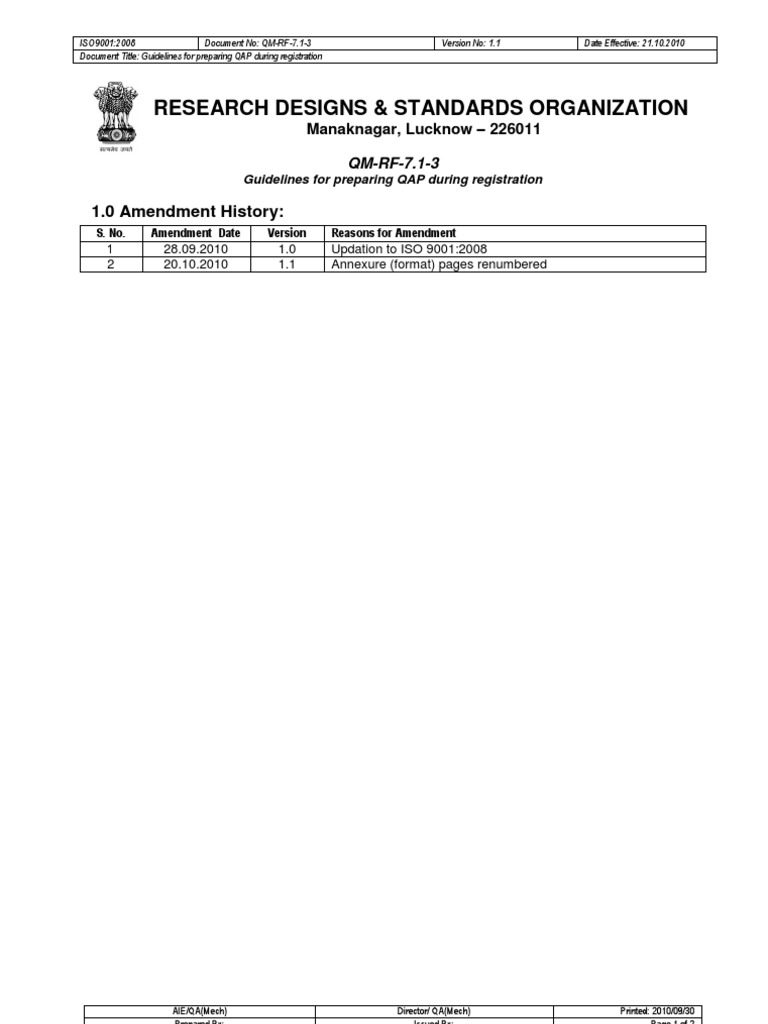 QAP Format | PDF | Iso 9000 | Quality Assurance