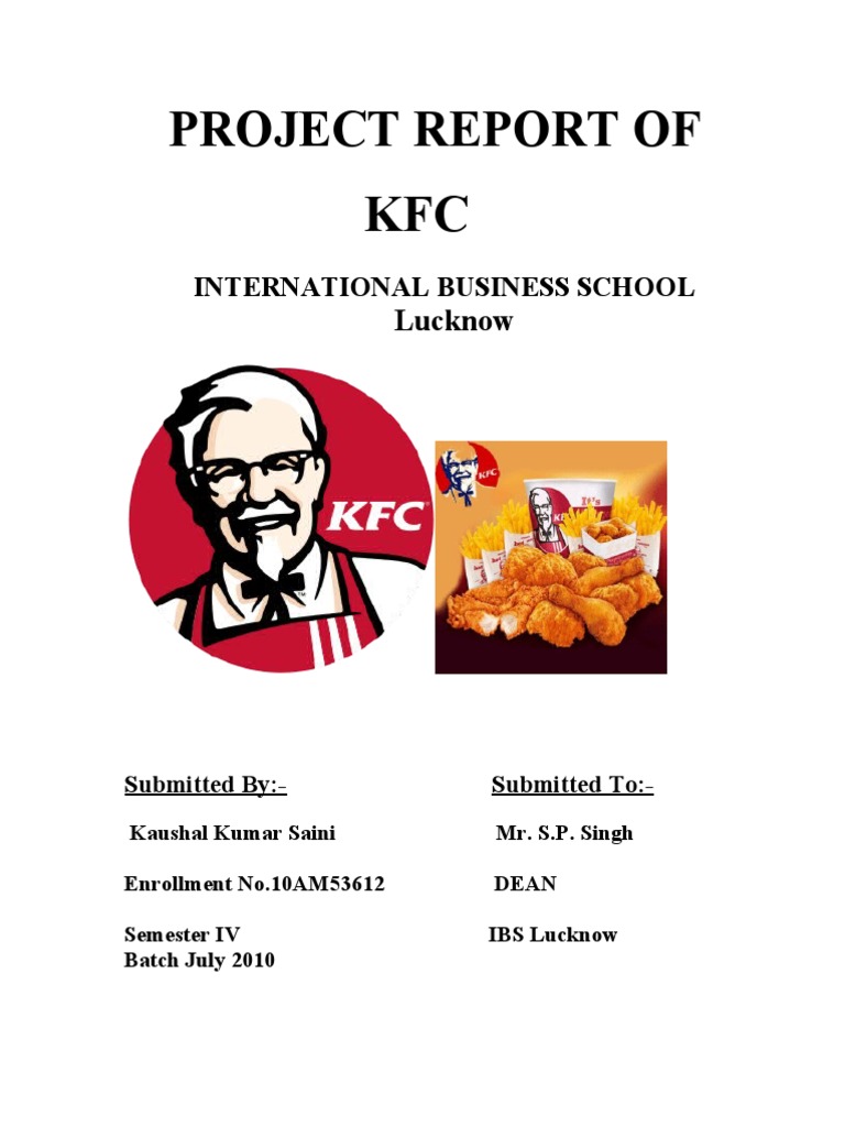 Project Report On KFC | PDF | Fast Food Restaurants | Fast Food