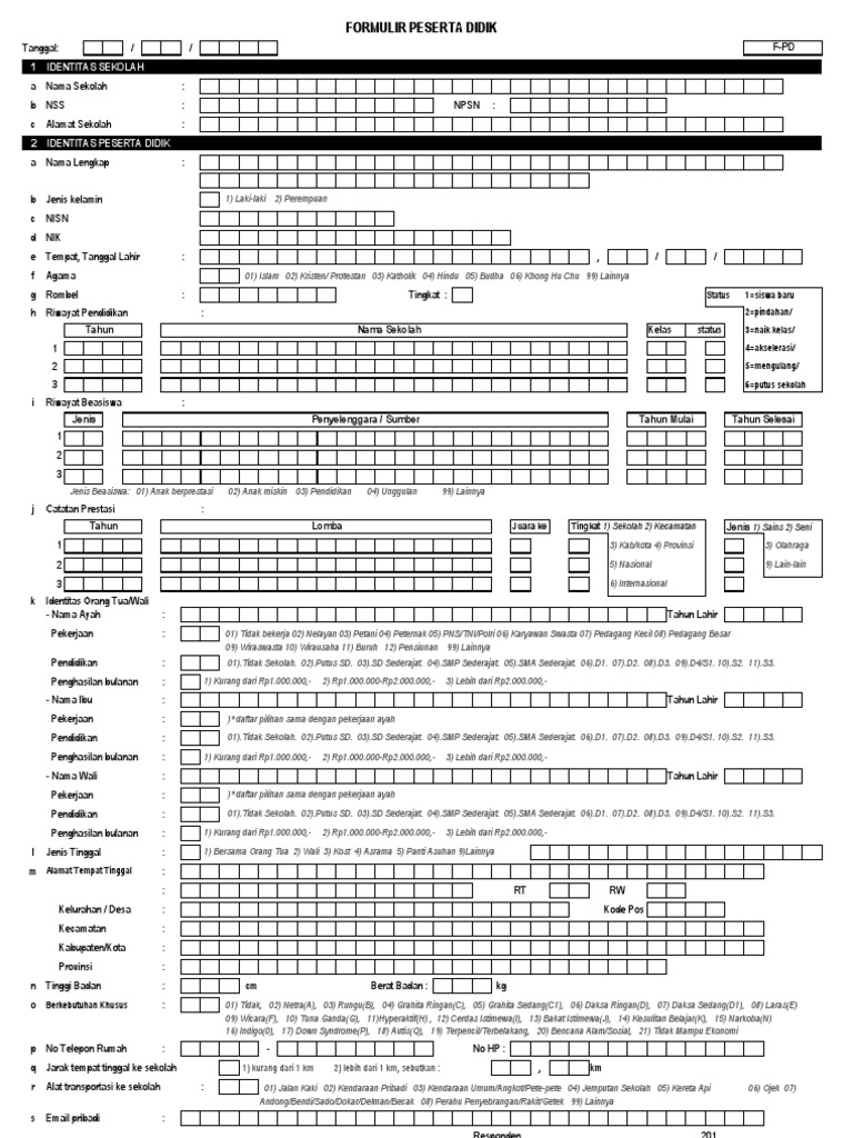 Formulir Peserta Didik (F-PD) | PDF | Olahraga & Rekreasi