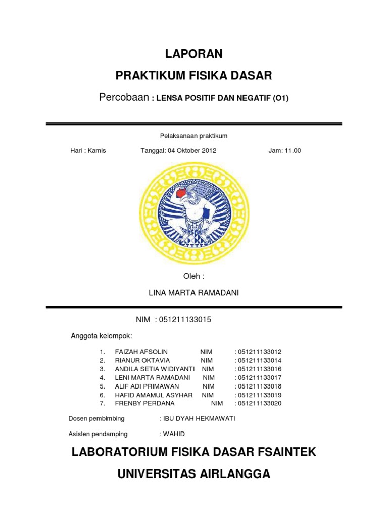 LAP. PRAK. FIS (Lensa Positif Dan Negatif) | PDF