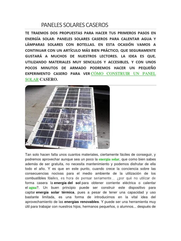 Proyectos de Paneles Solares Caseros | PDF | Panel solar | Energía solar