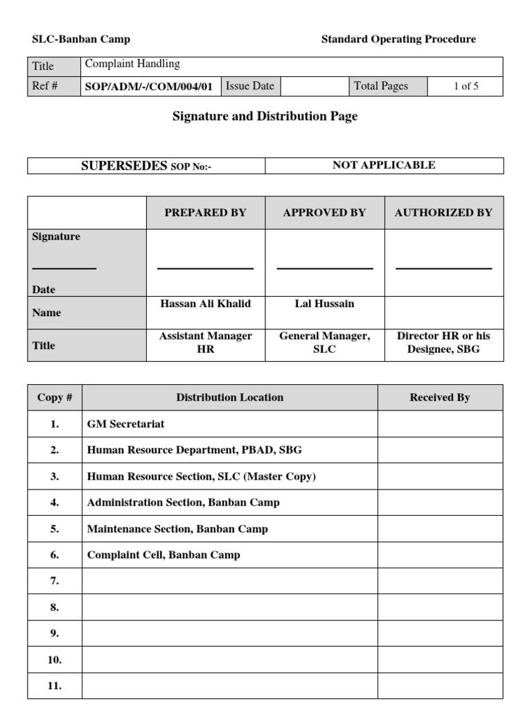 SOP Complaint Handling.pdf | Complaint | Business