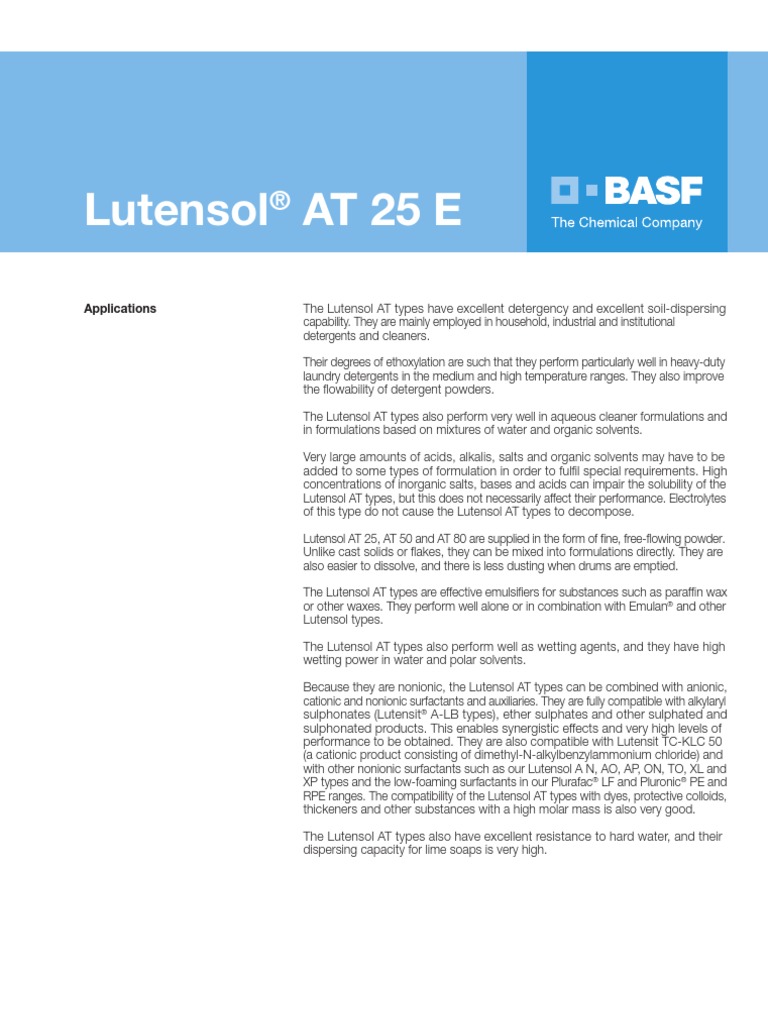 Lutensol AT 25 E | Surfactant | Detergent