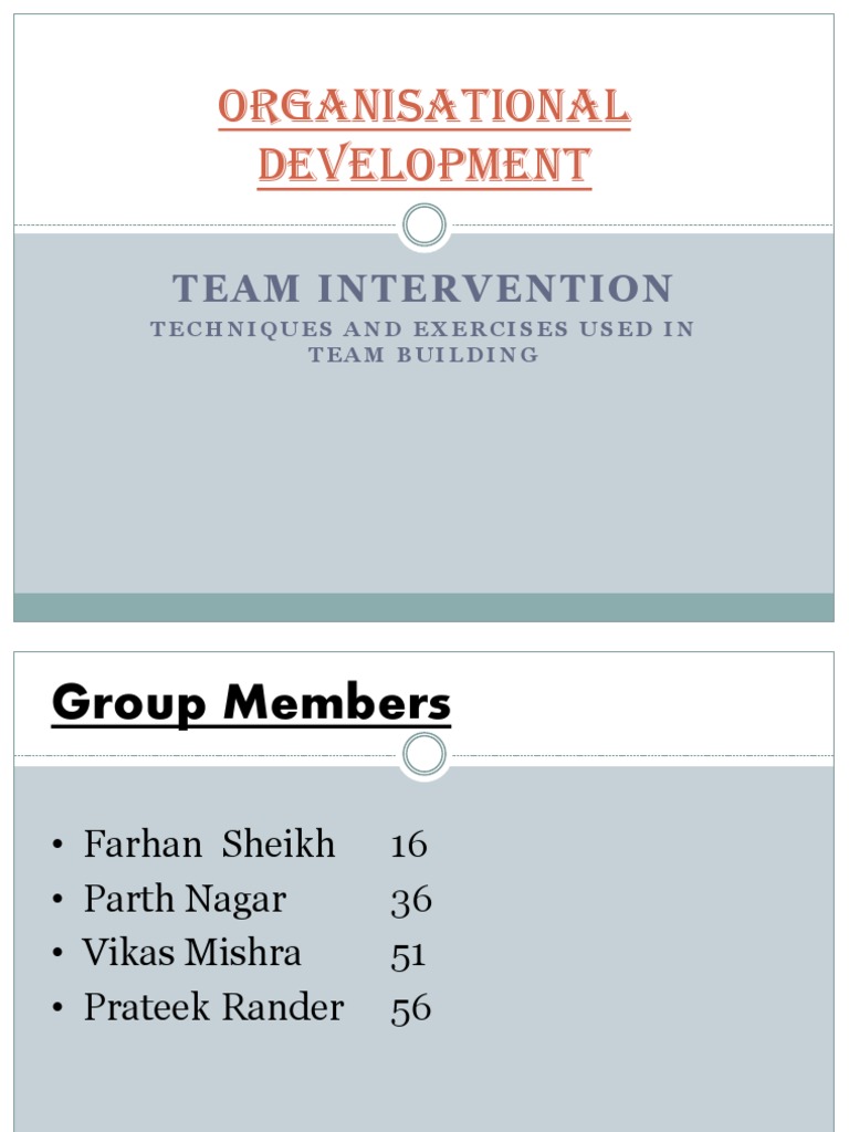 Organisational Development: Team Intervention | PDF | Negotiation ...
