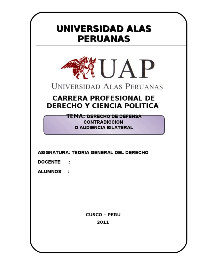 Derecho de defensa y principio de contradicción | PDF | Procedimiento ...