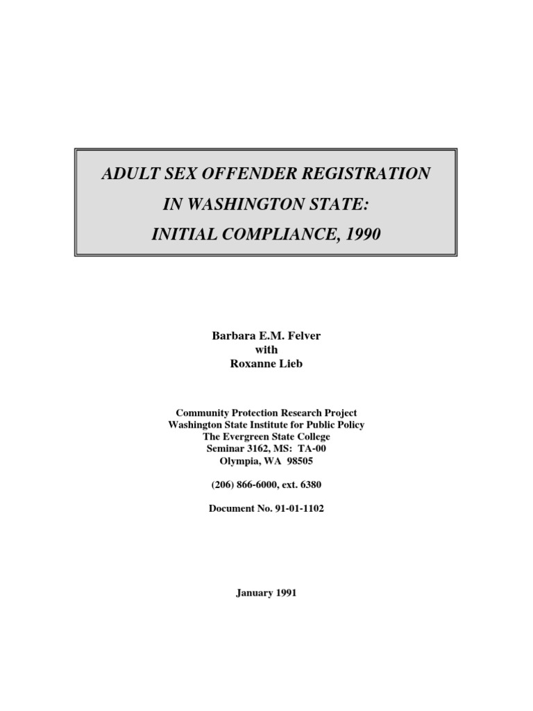 Adult Sex Offender Registration In Washington State Initial Compliance