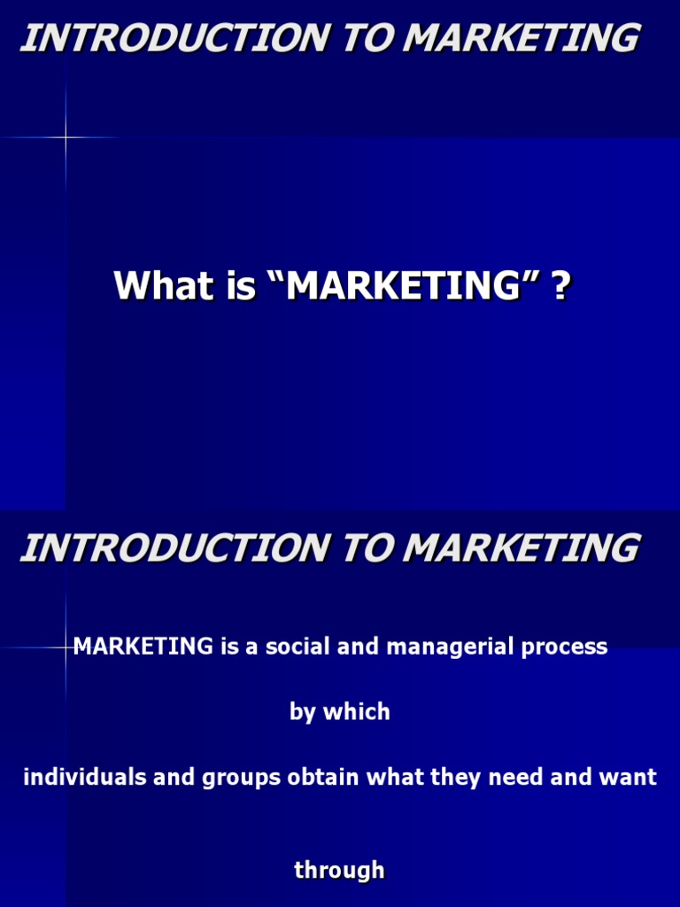CH 1 Introduction To Marketing | PDF | Business