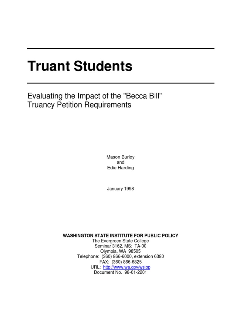 Impact of the Becca Bill on Truancy | PDF | Social Institutions ...