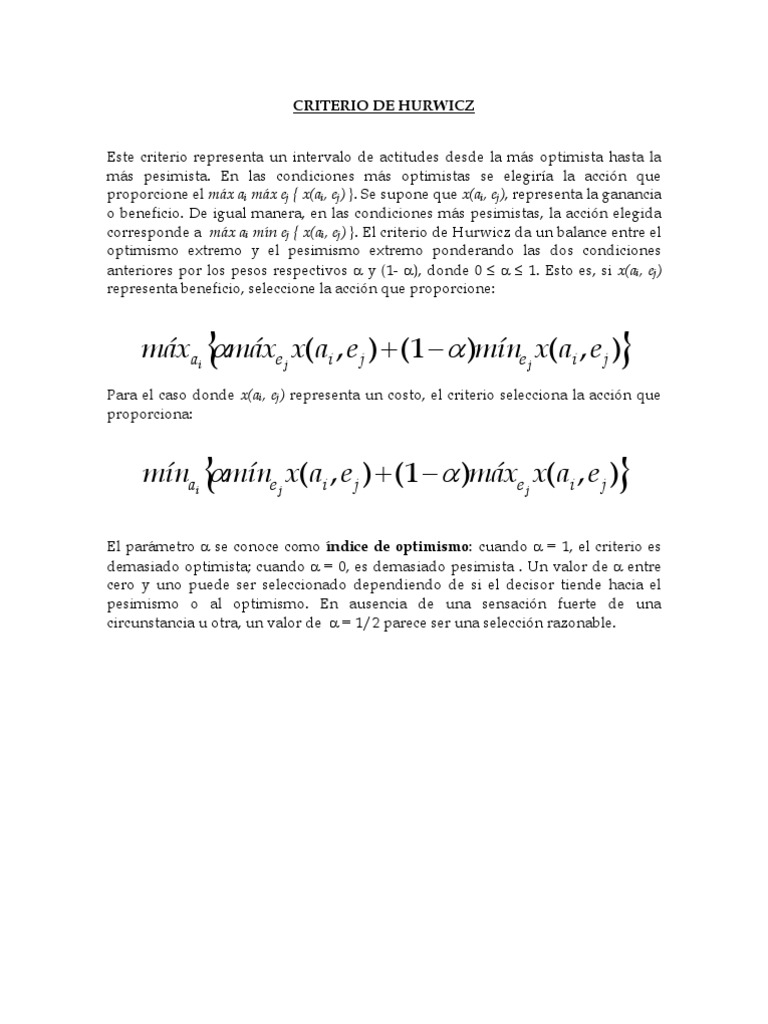 Criterio de Hurwicz | PDF