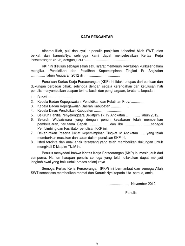 Contoh KATA PENGANTAR KKP | PDF