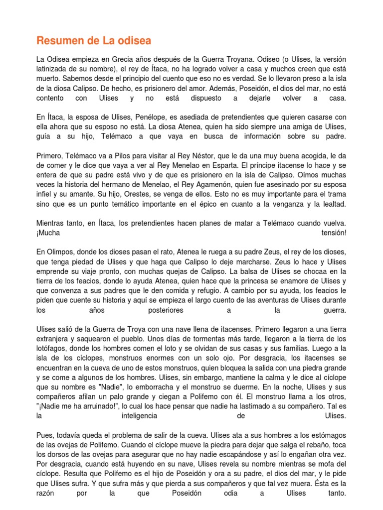 La odisea de Ulises: Resumen de las aventuras y desventuras del astuto héroe en su largo camino ...