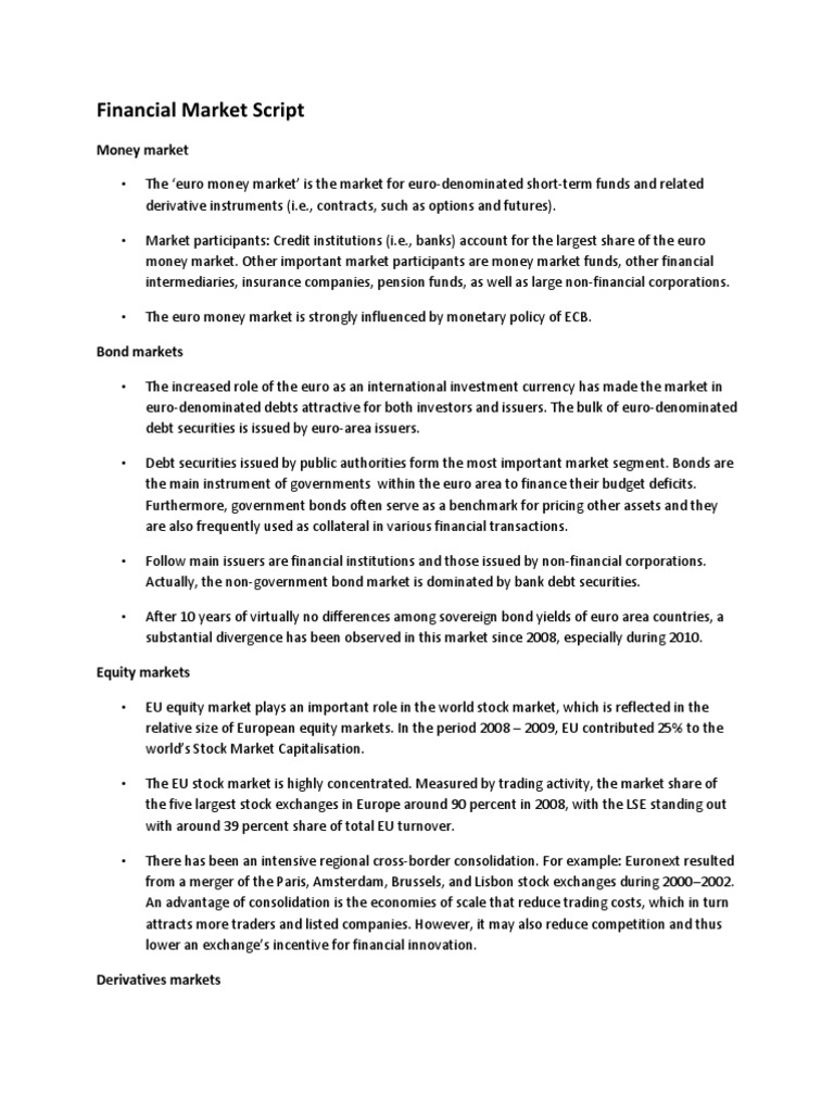 Financial Market Script | PDF | Financial Markets | Euro