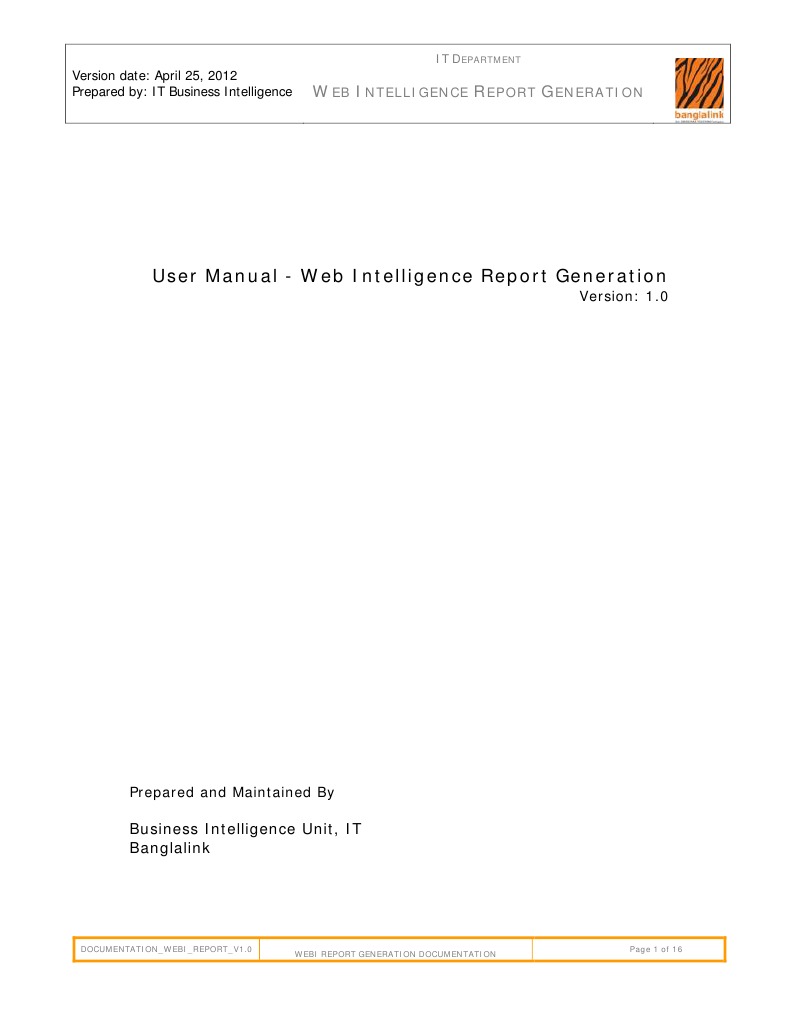 User Manual - BO WebI Report Generation | PDF | Information Retrieval ...