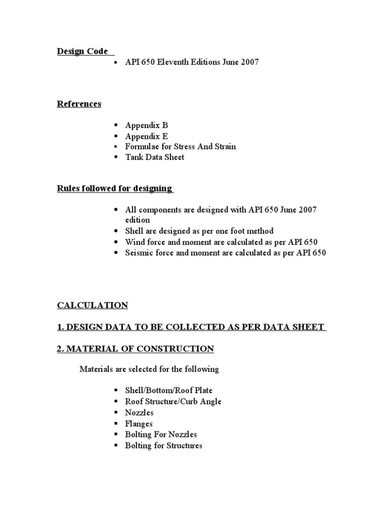 Storage Tank Calculation | PDF | Strength Of Materials | Mechanical ...