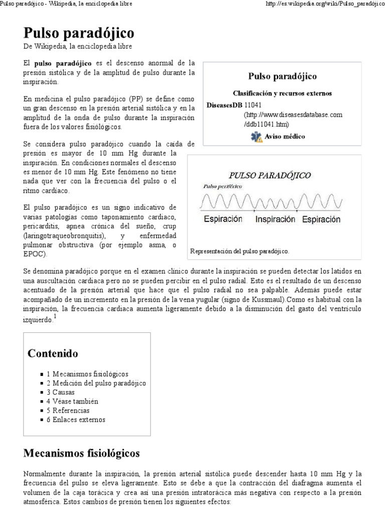 Pulso Paradojico | PDF | Sistema cardiovascular | Sistema circulatorio