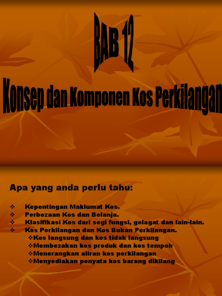 Bab 12 Konsep Dan Komponen Kos Perkilangan | PDF