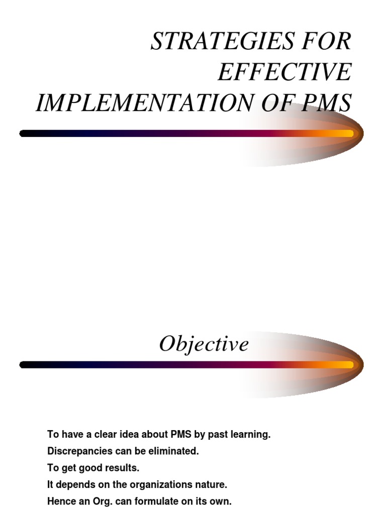 Effective PMS Implementation Strategies | PDF