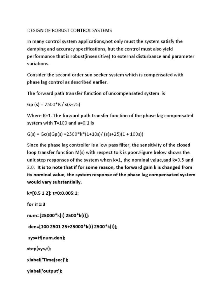 Design of Robust Control Systems | PDF | Control Theory | Applied ...