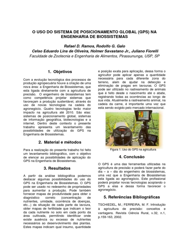 O Uso Do GPS Na Engenharia de Biossistemas | PDF | Agricultura | Sistema de Posicionamento ...