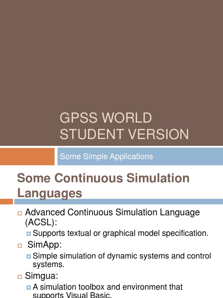 Learn Simulation Languages Like GPSS, SimApp and VisSim | PDF ...