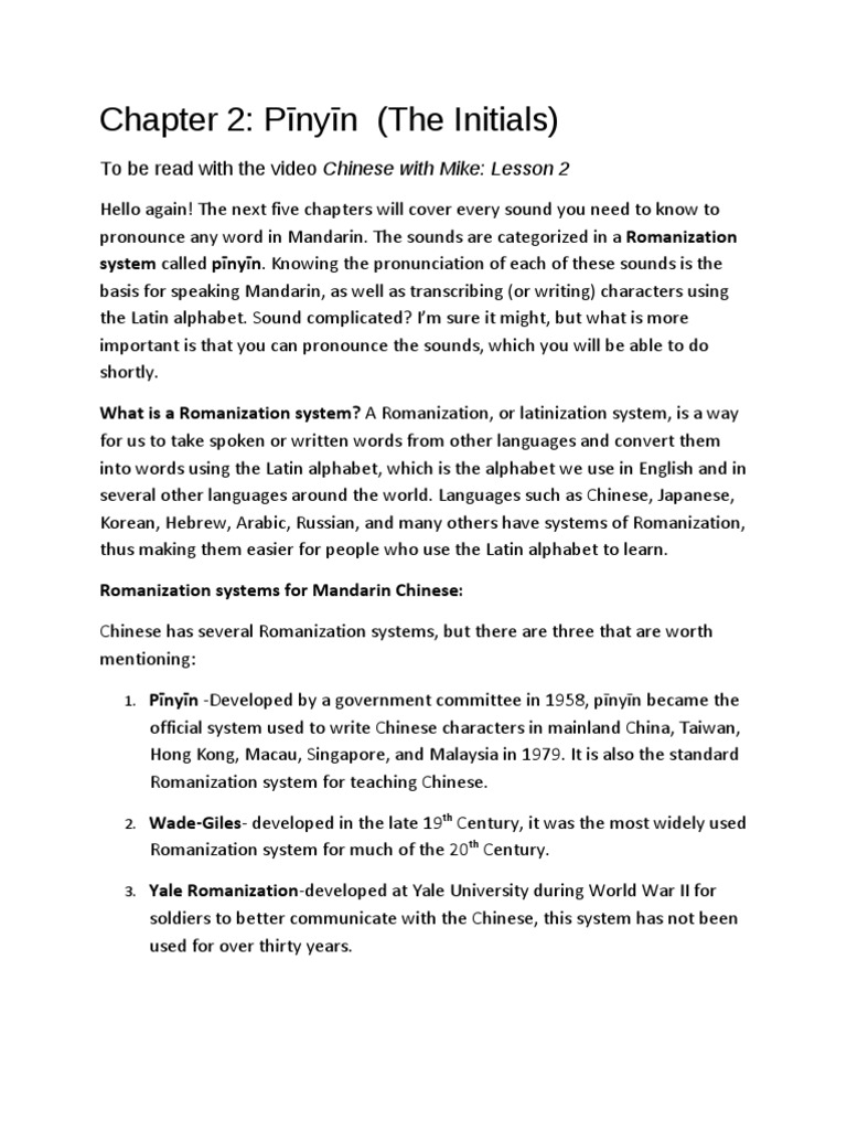 Learn Chinese With Mike Lesson 2 | PDF | Pinyin | Standard Chinese