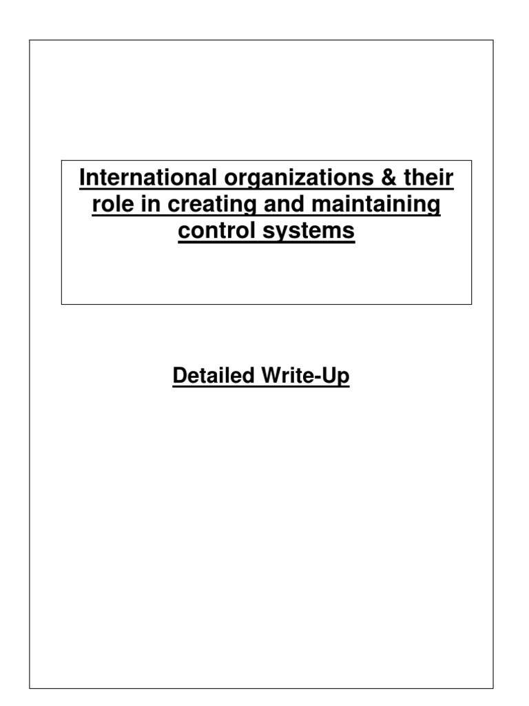 Assignment 2 - International Organisation and Control System | PDF ...
