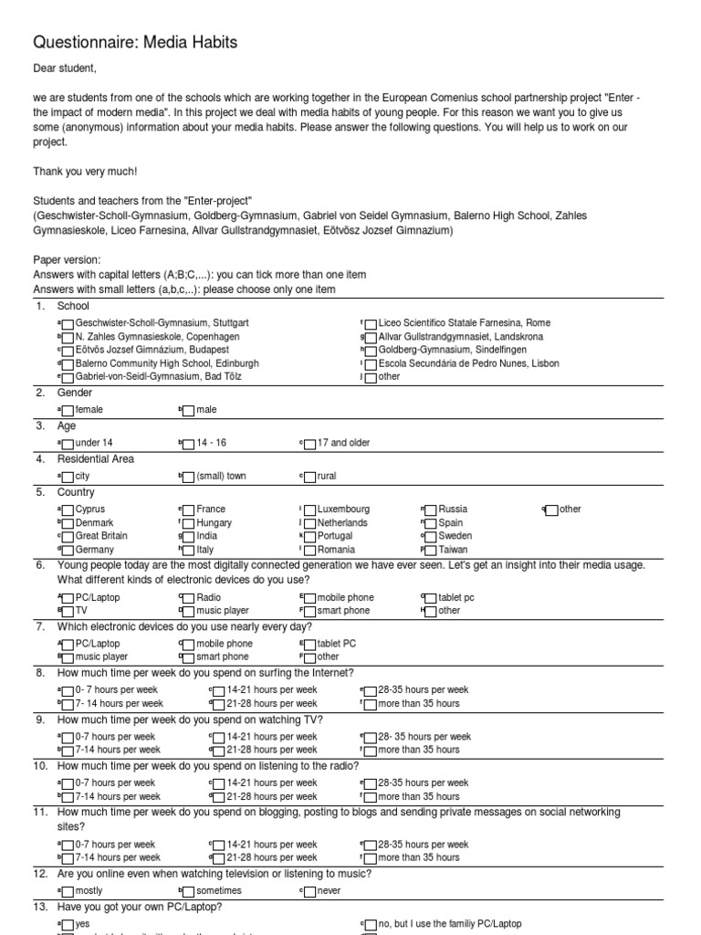 College Students' Media Habits Survey | PDF | Personal Computers | Internet