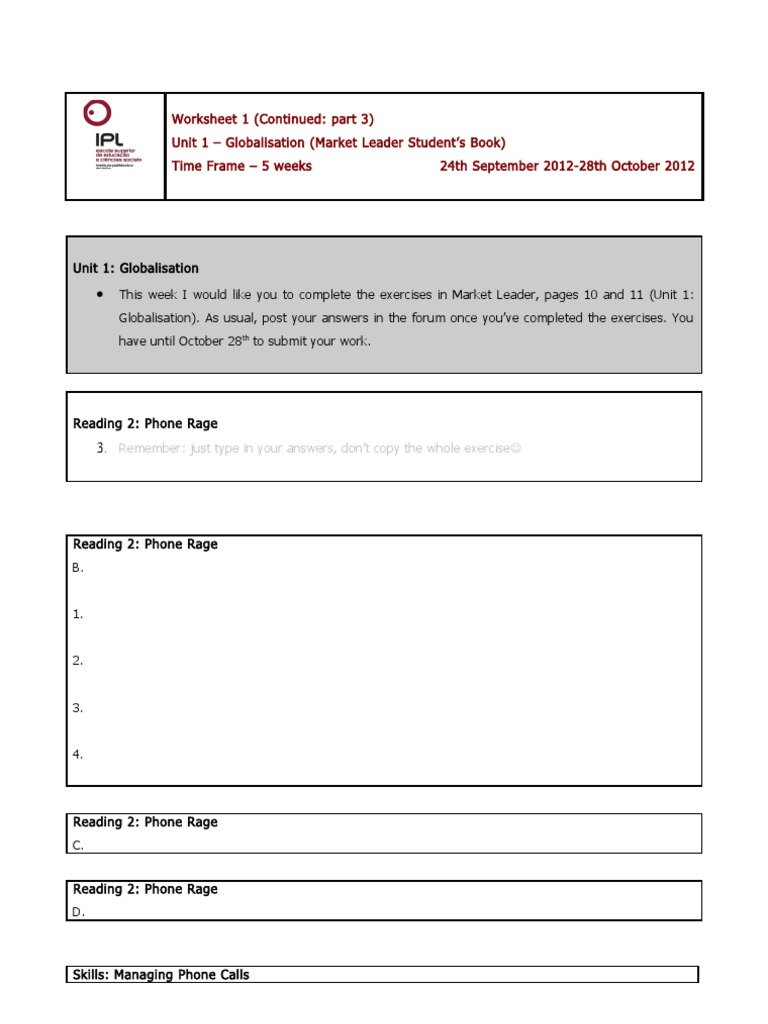 Worksheet 1 Globalisation Part 3 | PDF