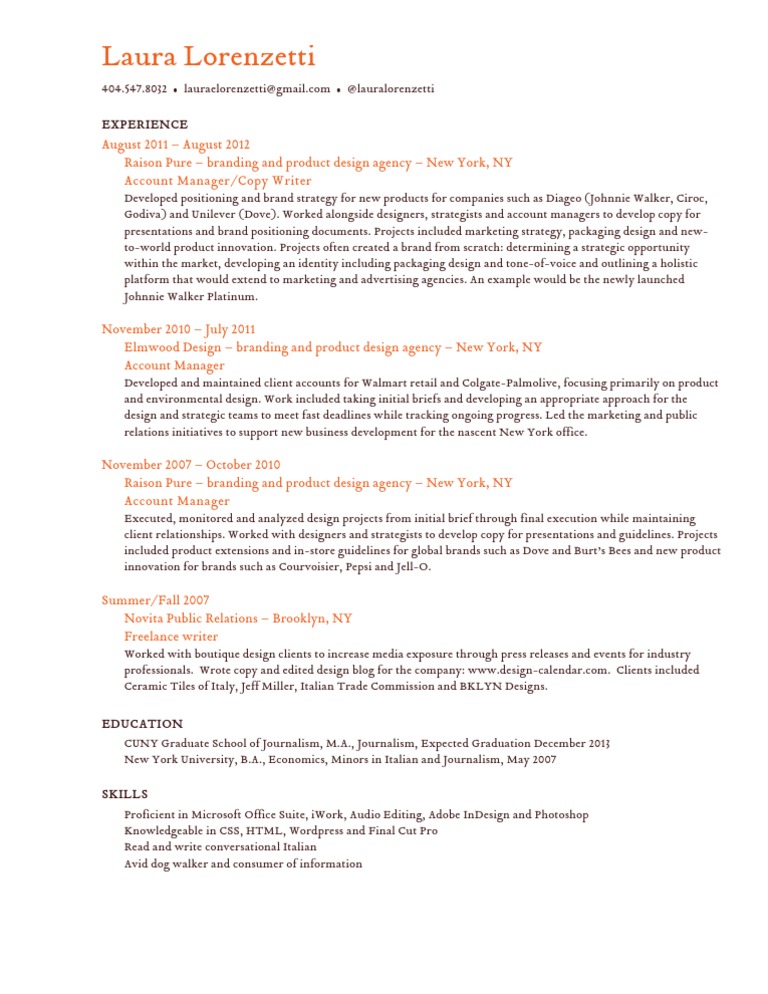 Laura Lorenzetti's Resume | PDF | Brand | Business