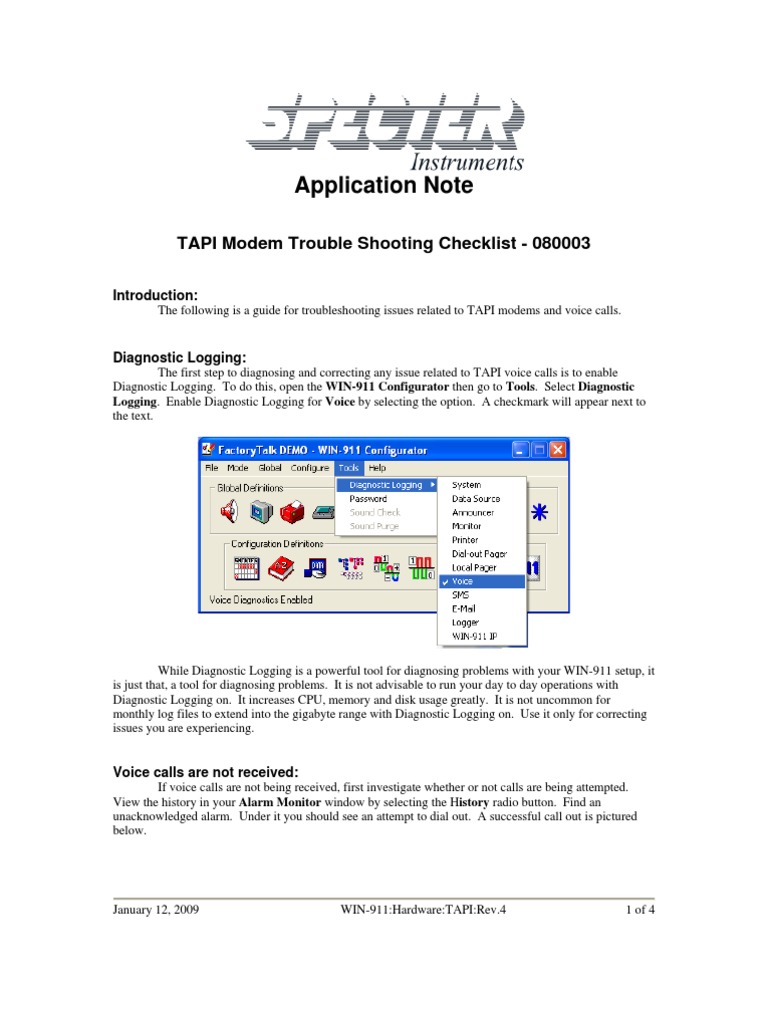 TAPI Modem Trouble Shooting Checklist - 080003 | PDF | Directory ...