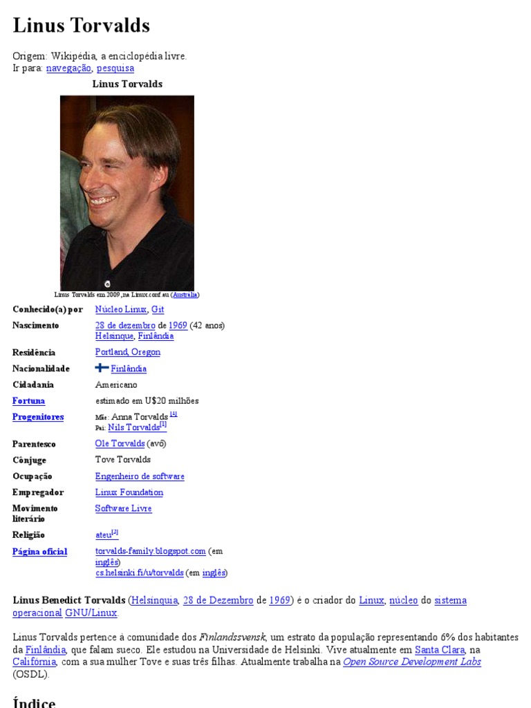 Linus Torvalds: Criador do Linux e Git | PDF | Informática | Programas