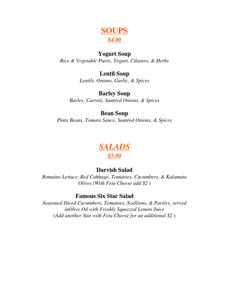 Mediterranean Menu: Soups, Salads, & More | PDF