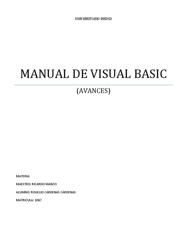 Avances Del Manual Visual Basic | PDF | Objeto (informática) | Básico