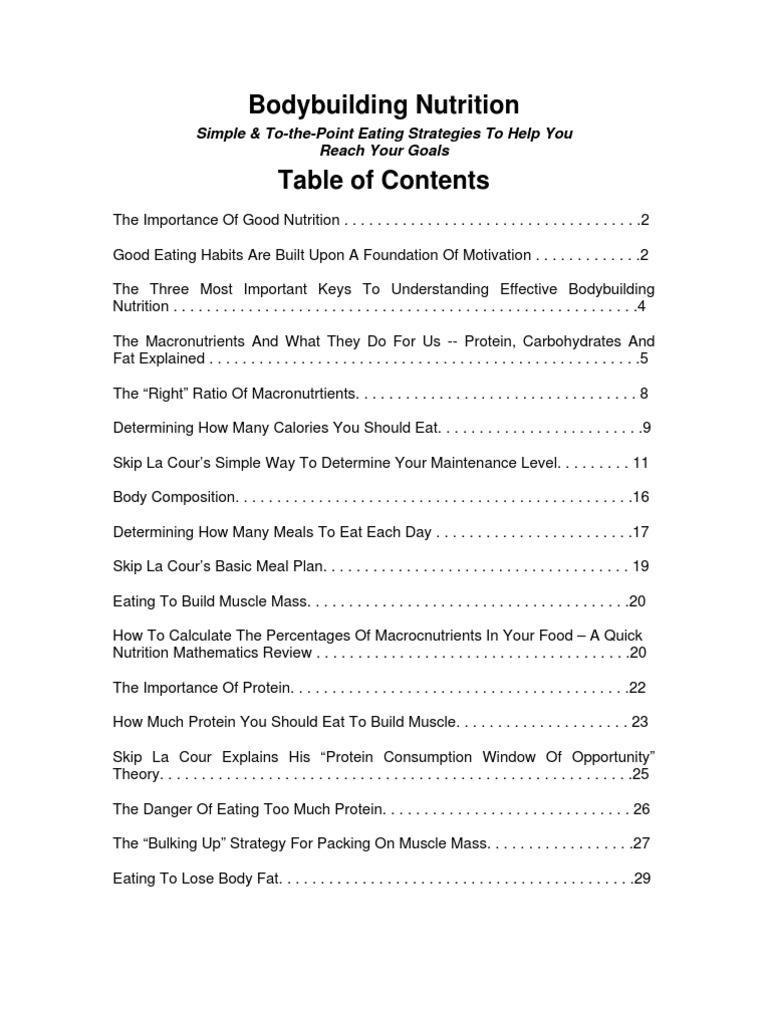 Bodybuilding Nutrition Strategies Guide | PDF | Leisure | Entertainment ...