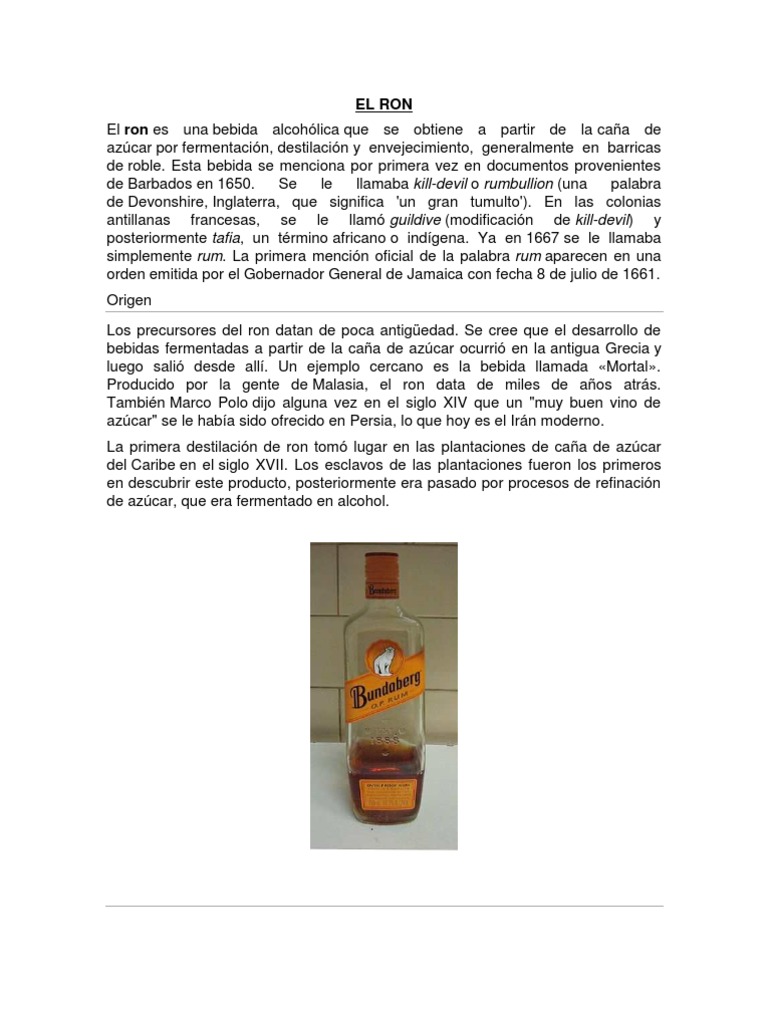 Tipos y Orígenes del Ron | PDF | Ron | Destilación