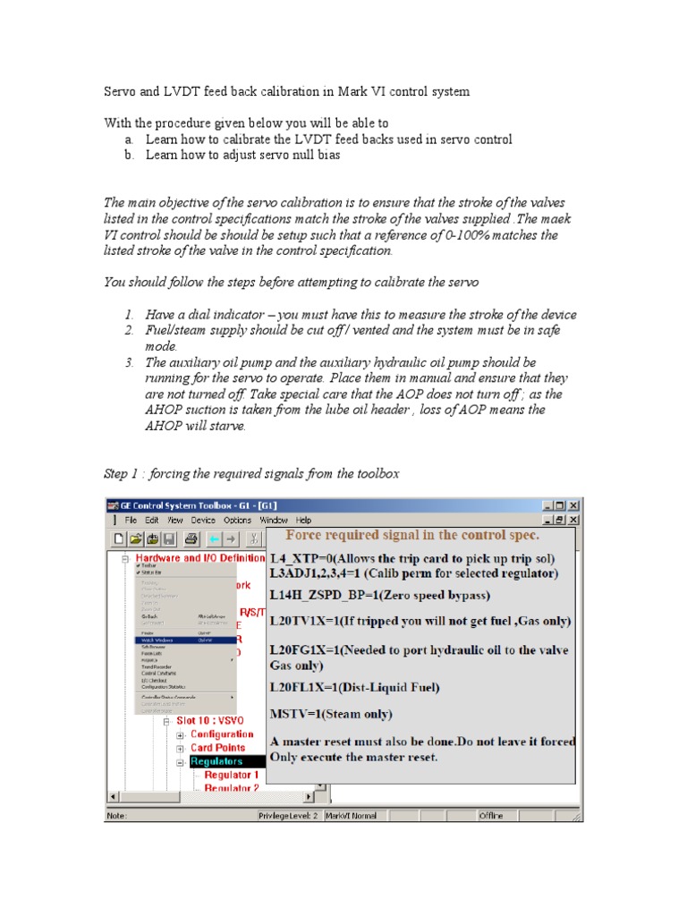 Calibrate Servo and LVDT Feedback in Mark VI Control System | PDF