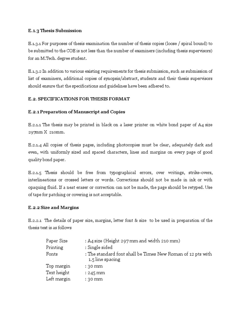 Thesis Submission Guidelines | PDF | Thesis | Paragraph