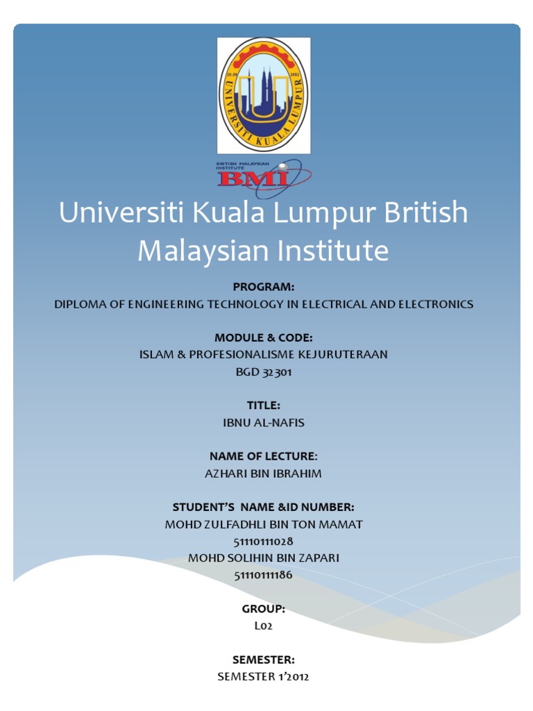 University Kuala Lumpur British Malaysian Institute (Ipk) | PDF