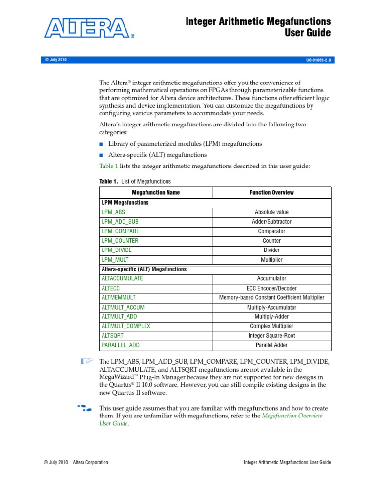 Ug LPM Alt Mfug | PDF | Parameter (Computer Programming) | Vhdl