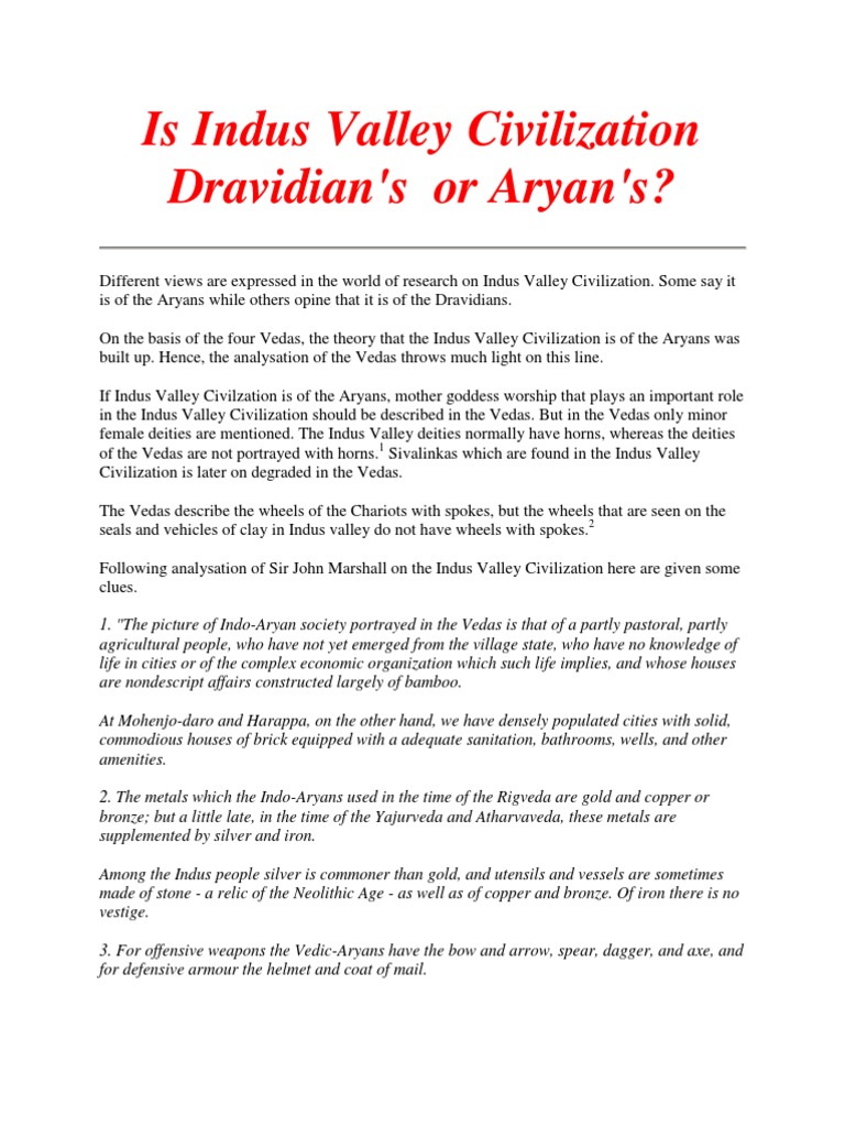 Is Indus Valley Civilization Dravidian's or Aryan | PDF | Sanskrit | Ashoka