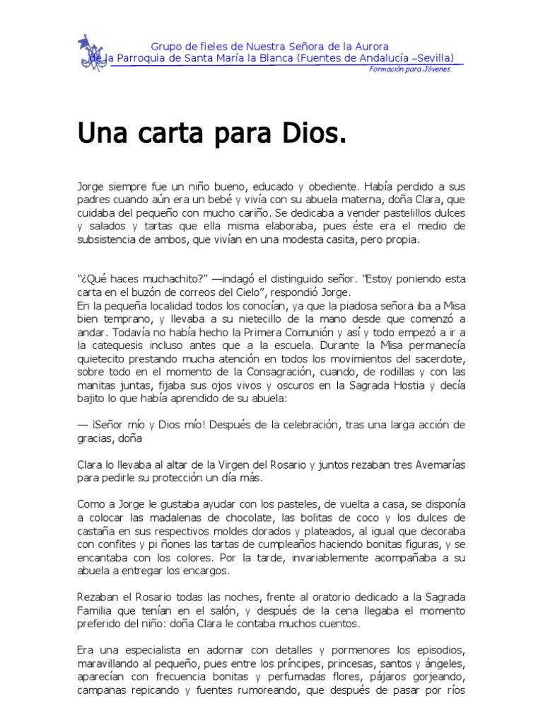 Una Carta para Dios | PDF | Misa (liturgia) | María, madre de Jesús
