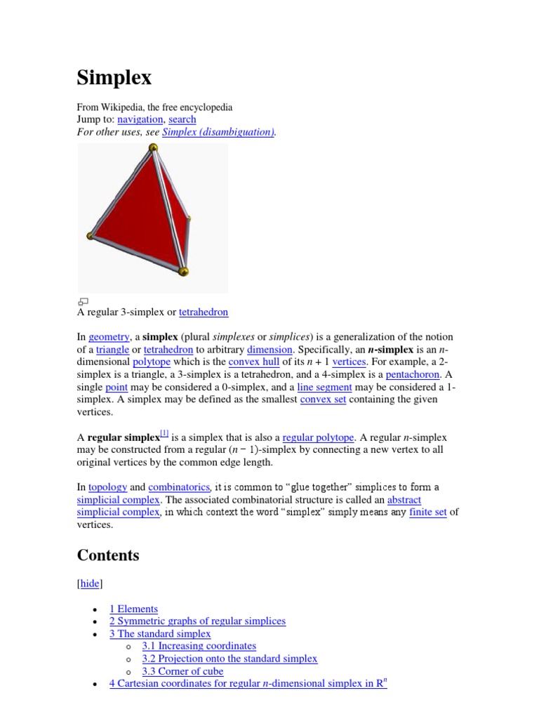 Simplex | PDF | Convex Geometry | Mathematical Analysis